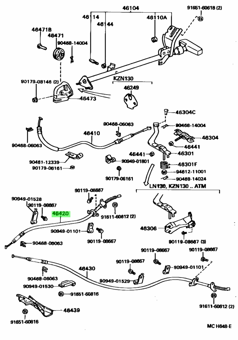 Купить Toyota 4642035500 (46420-35500) Трос Стояночного Тормоза. Цены ...