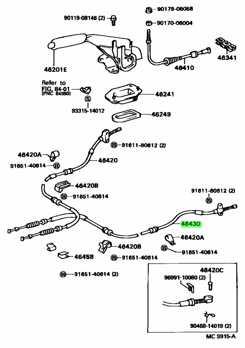 Купить Toyota 4643012300 (46430-12300) Трос Ручного Тормоза Rr Lh ...