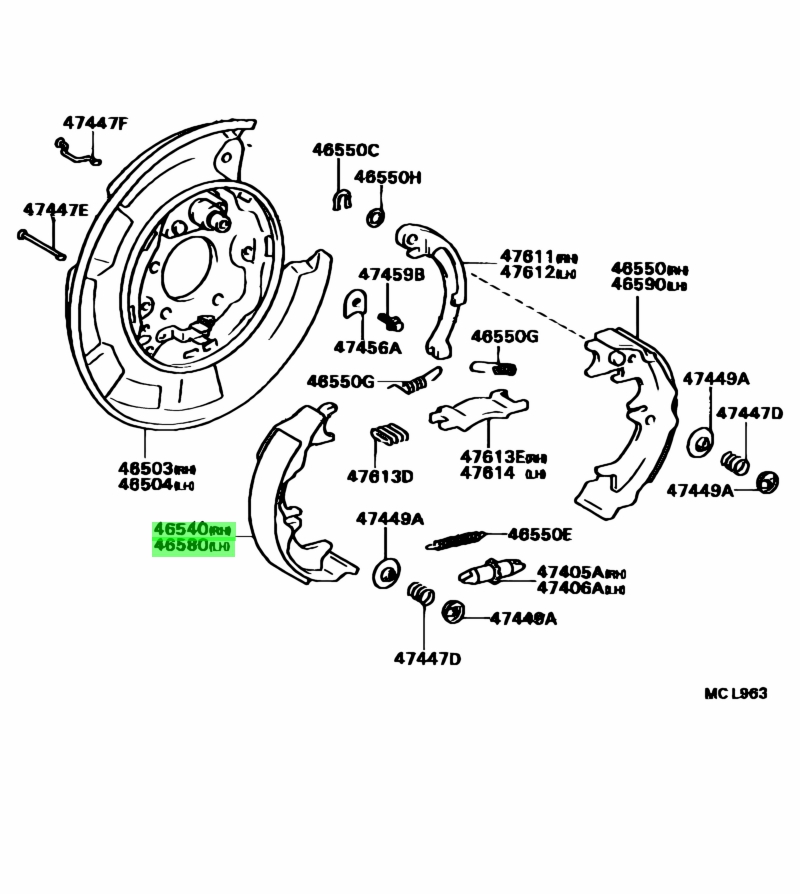 Buy Genuine Toyota 4654020040 (46540-20040) Shoe Assy, Parking Brake ...