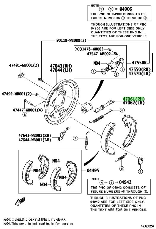 Buy Genuine Toyota 47061WB001 (47061-WB001) Strut Set, Parking Brake ...