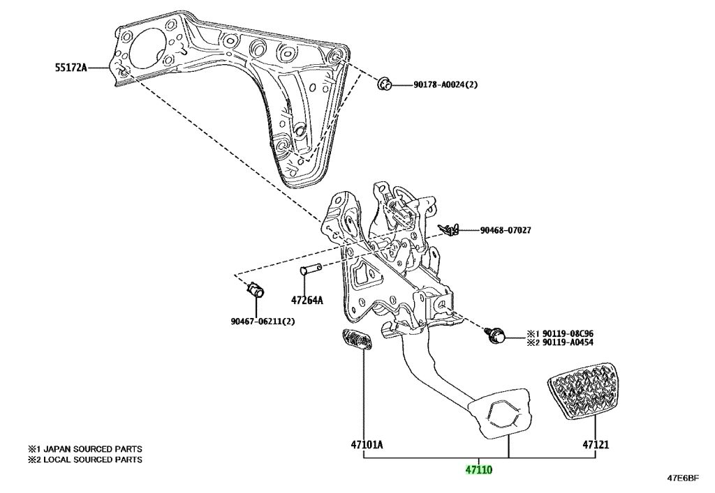 Buy Genuine Toyota 47110AK040 (47110-AK040) Support Assy, Brake Pedal ...
