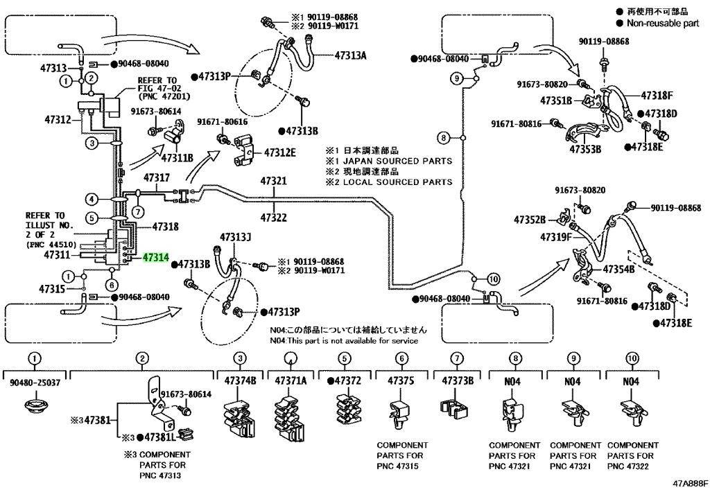 Buy Genuine Toyota 4731433341 (47314-33341) Tube, Front Brake, No.4 ...