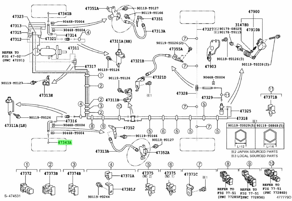 Купить Toyota 473430K010 (47343-0K010) Трубка Масляная Металл. Цены ...