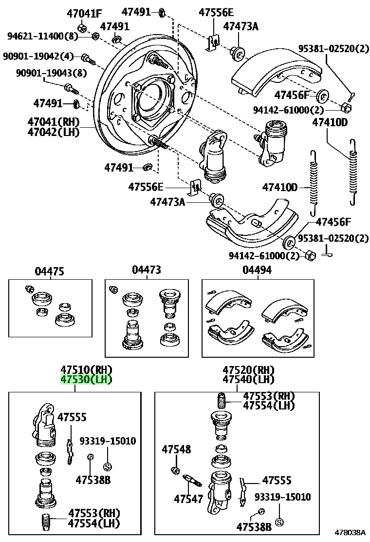 Buy Genuine Toyota 4753037120 (47530-37120) Cylinder Assy, Front Wheel ...