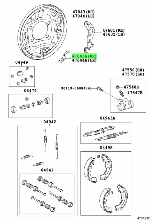Купить Toyota 4764352120 (47643-52120) Lever, Rear Brake Automatic ...