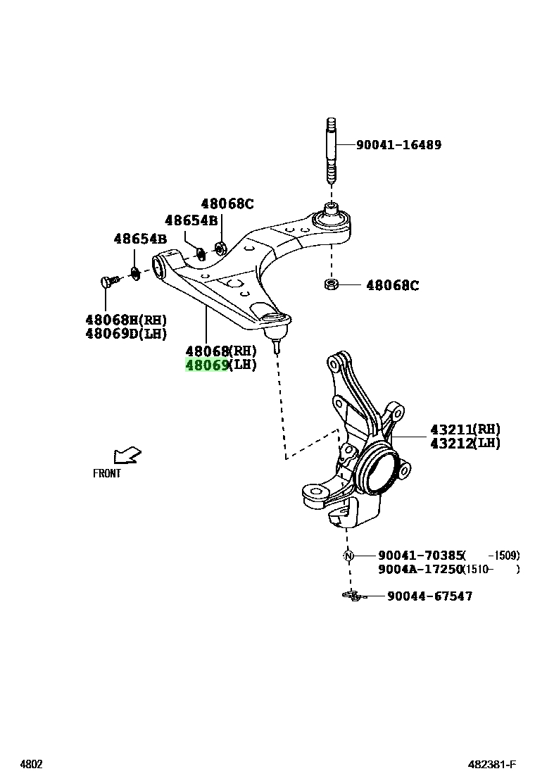 Buy Genuine Toyota 48069BZ230 (48069-BZ230) Arm Sub-Assy, Front ...