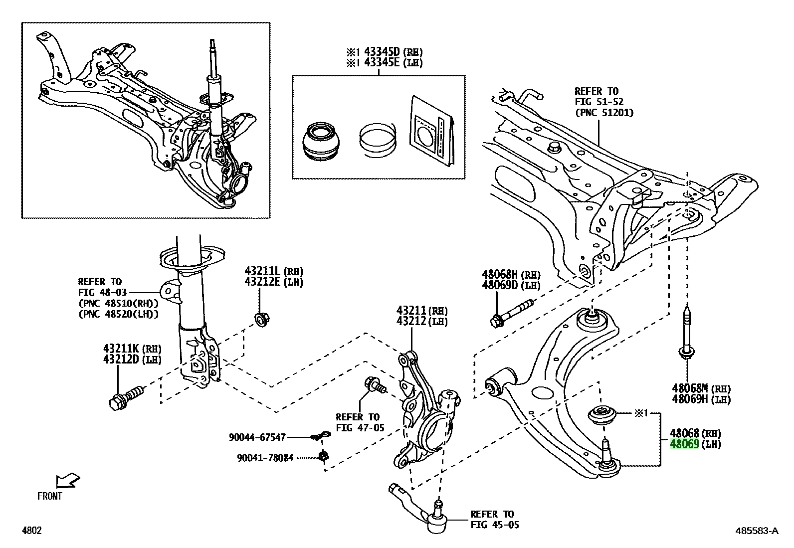 Buy Genuine Toyota 48069BZ440 (48069-BZ440) Arm Sub-Assy, Front ...