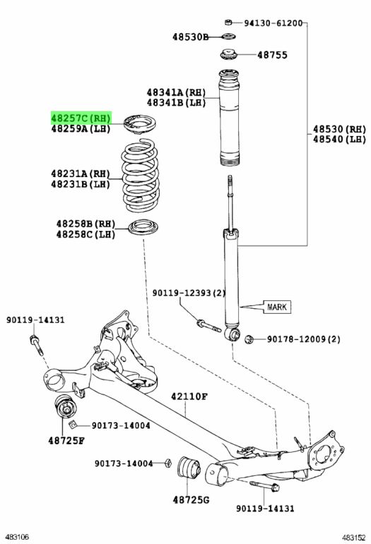 Buy Genuine Toyota 4825702070 (48257-02070) Insulator, Rear Coil Spring ...