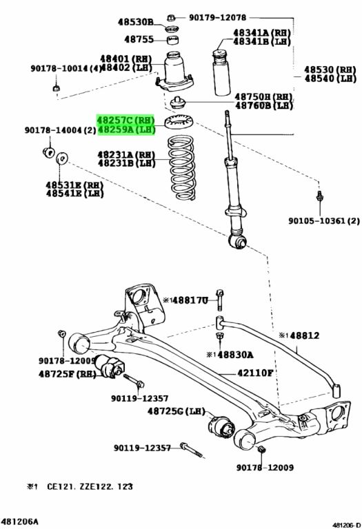 Buy Genuine Toyota 4825732090 (48257-32090) Insulator, Rear Coil Spring ...