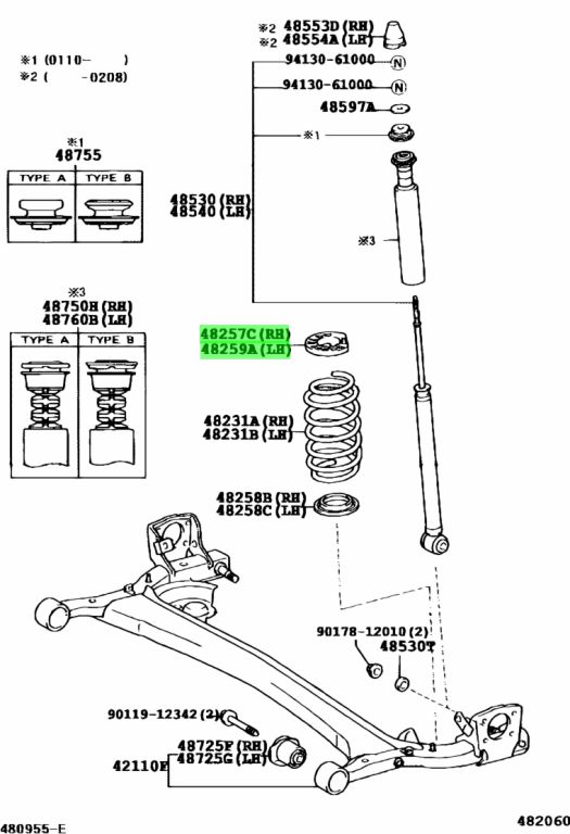 Buy Genuine Toyota 4825752010 (48257-52010) Insulator, Rear Coil Spring ...