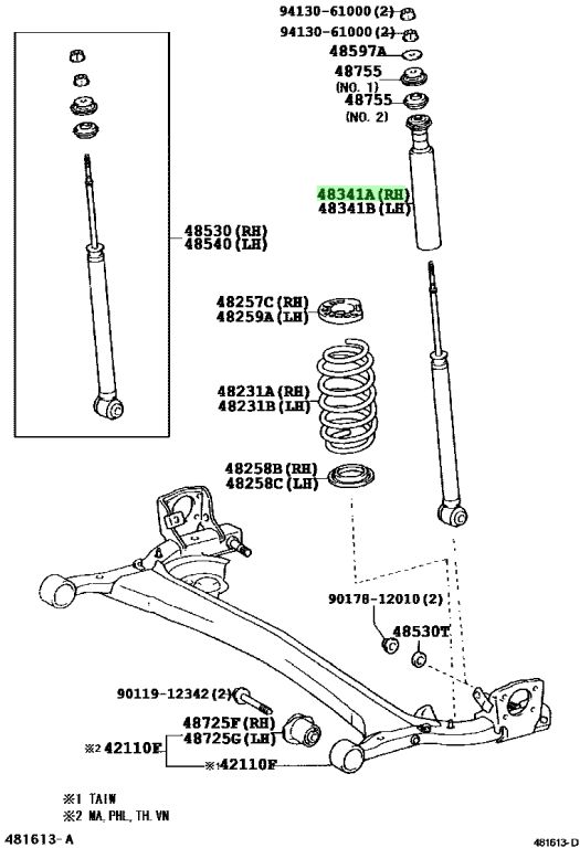 Buy Genuine Toyota 483410D030 (48341-0D030) Bumper, Rear Spring, No.1 ...