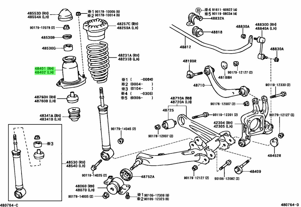 Купить Toyota 4840132020 (48401-32020) Опора Амортизатора Rr Rh Toyota ...