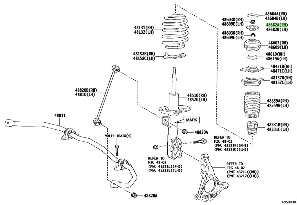 Buy Genuine Toyota 48682K0010 (48682-K0010) Support, Front Suspension ...