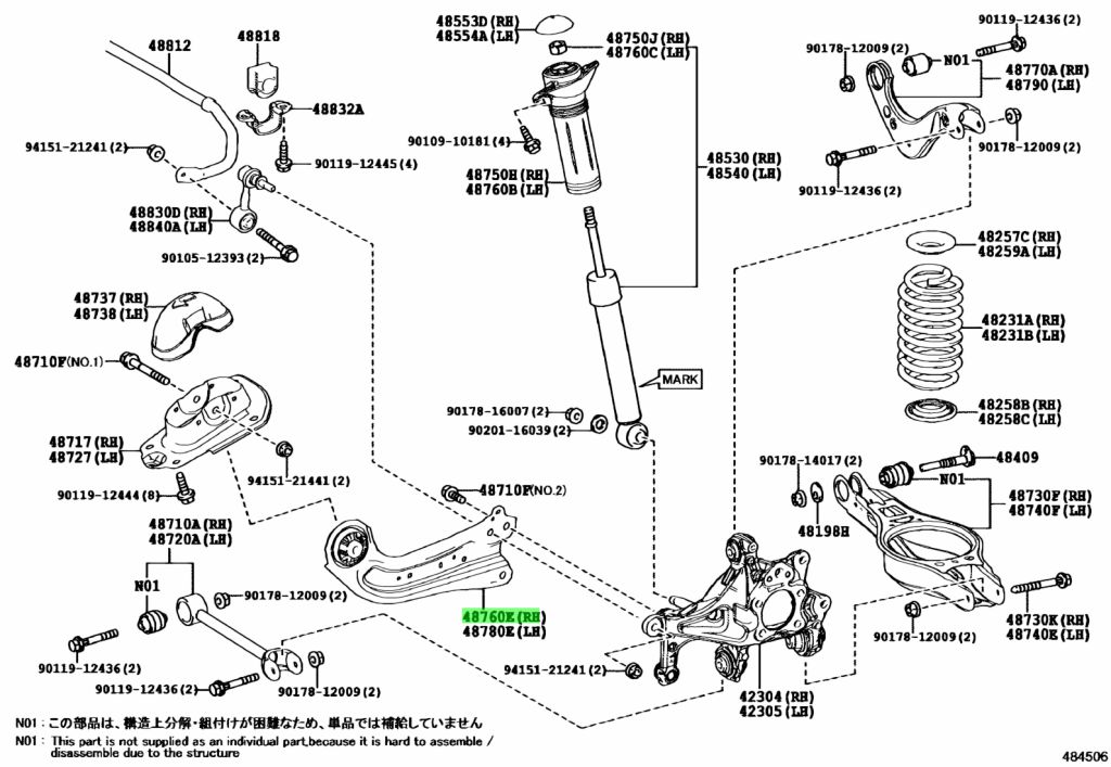 Buy Genuine Toyota 4876033170 (48760-33170) Arm Assy, Trailing, Rear Rh ...