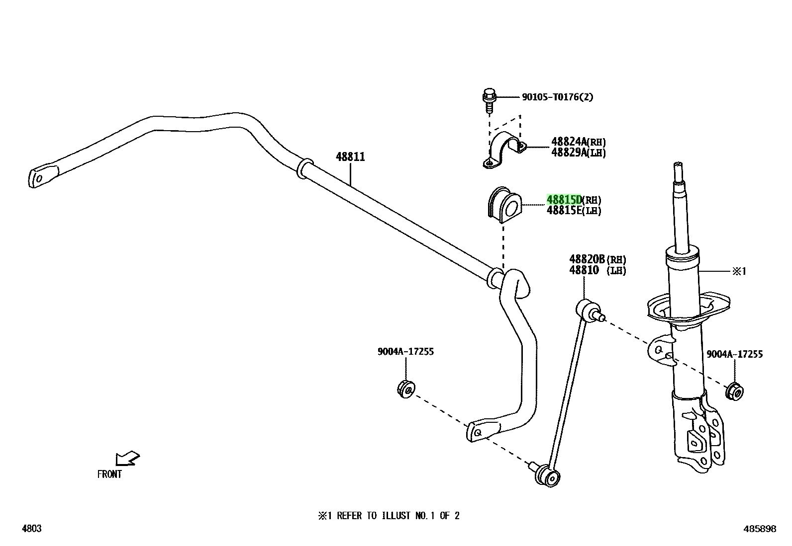 Buy Genuine Toyota 48815BZ350 (48815-BZ350) Bush, Front Stabilizer Bar ...