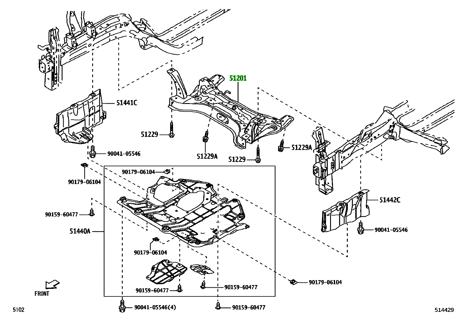 Buy Genuine Toyota 51201BZ161 (51201-BZ161) Crossmember Sub-Assy, Front ...