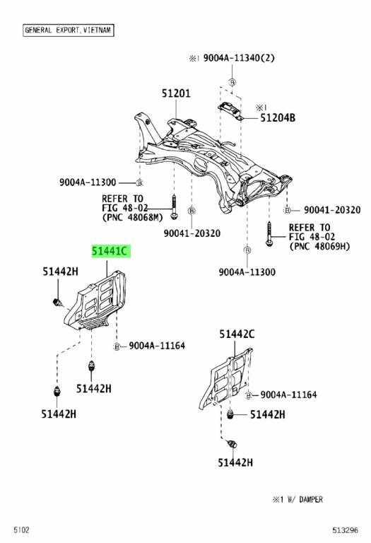 Buy Genuine Toyota 51441BZ270 (51441-BZ270) Cover, Engine Under, Rh ...