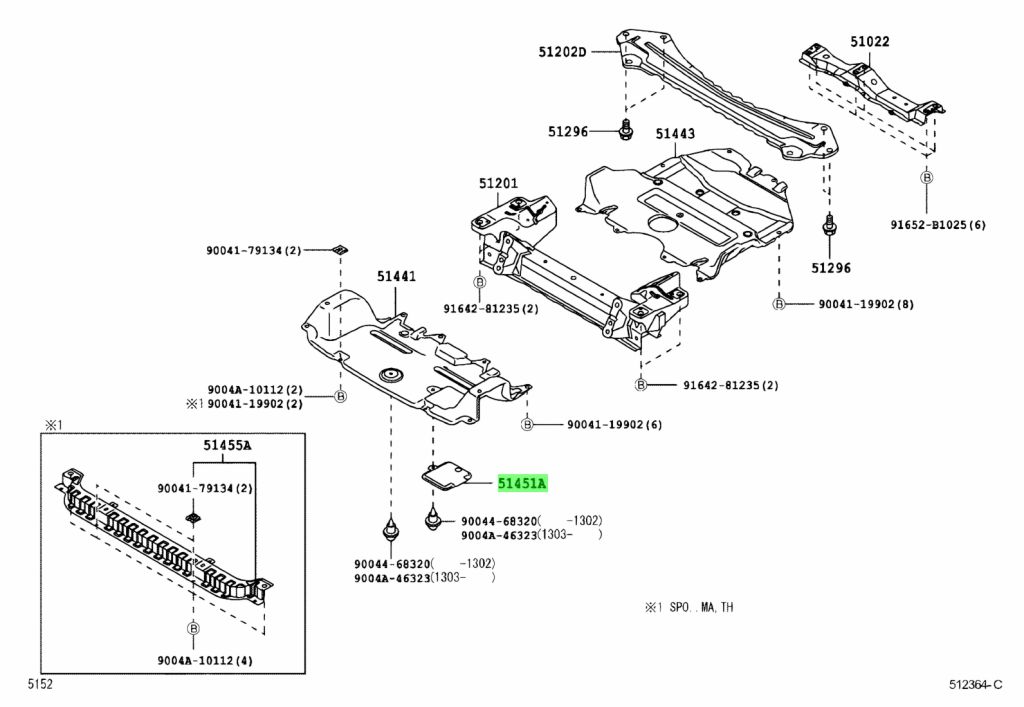 Buy Genuine Toyota 51451BZ060 (51451-BZ060) Cover, Engine Under, Center ...