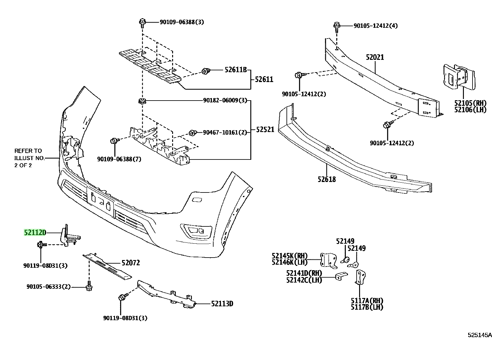 Buy Genuine Toyota 5211260140 (52112-60140) Extension, Front Bumper, Rh ...