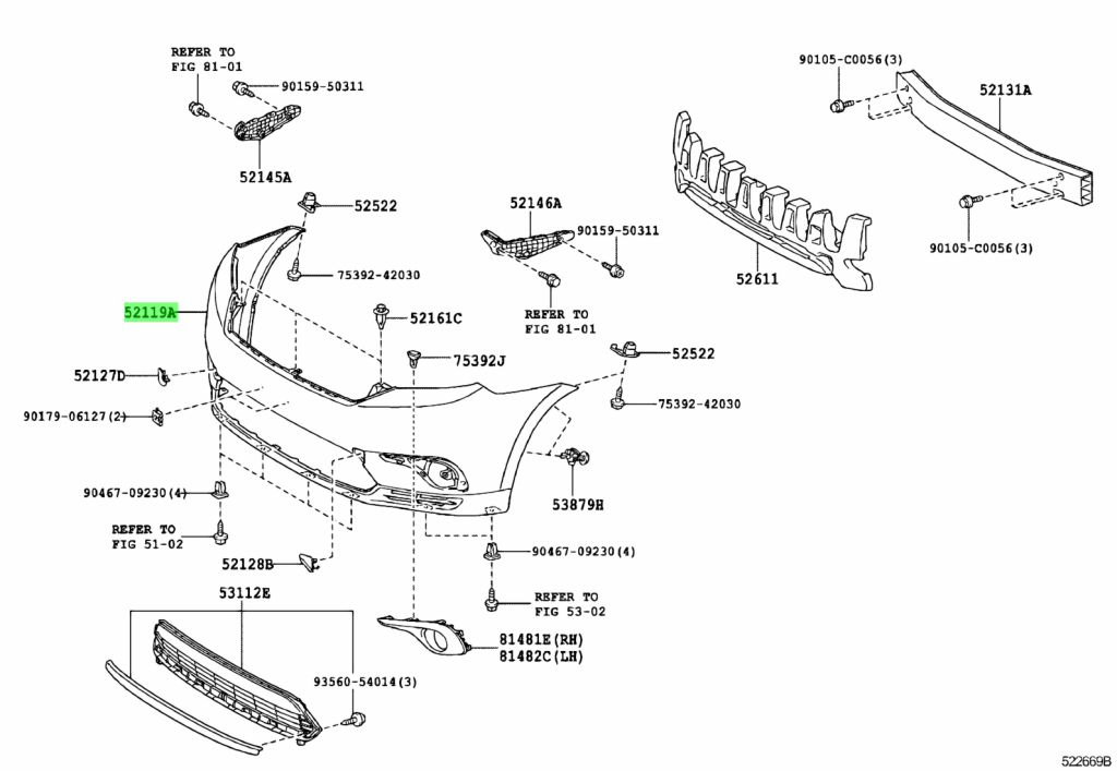 Buy Genuine Toyota 521190E910 (52119-0E910) Cover, Front Bumper. Photos ...