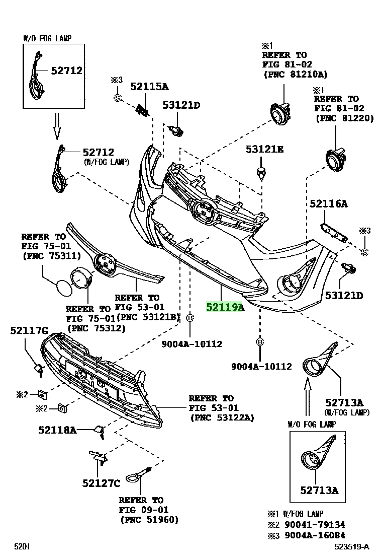 Buy Genuine Toyota 52119BZR40 (52119-BZR40) Cover, Front Bumper for ...