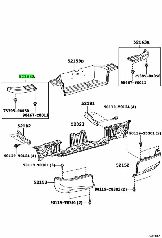 Купить Toyota 521640K030 (52164-0K030) Накладка Пластиковая для Toyota ...