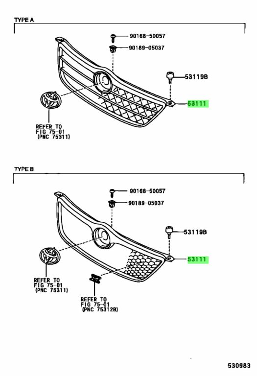 Buy Genuine Toyota 531111A500 (53111-1A500) Grille, Radiator. Prices ...