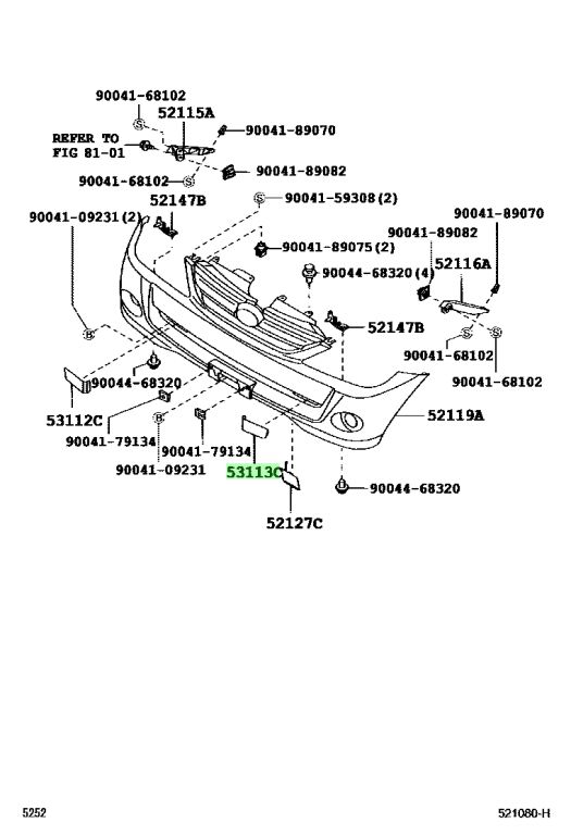 Buy Genuine Toyota 53113BZ010 (53113-BZ010) Grille, Radiator, Lower Lh ...