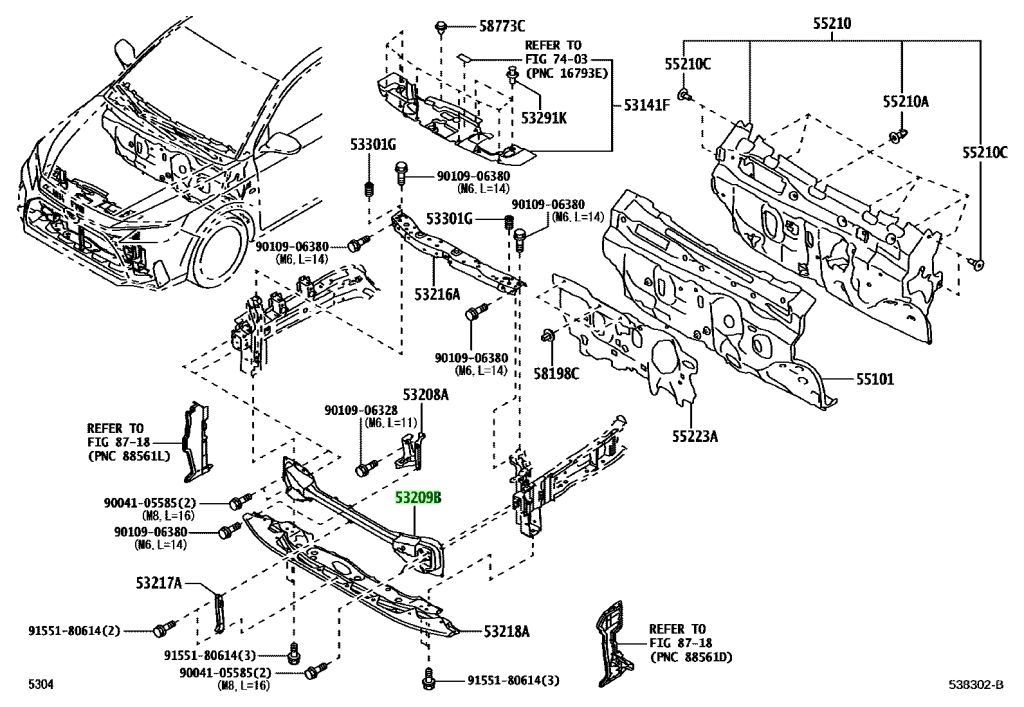 Buy Genuine Toyota 53209BZ150 (53209-BZ150) Brace Sub-Assy, Hood Lock ...