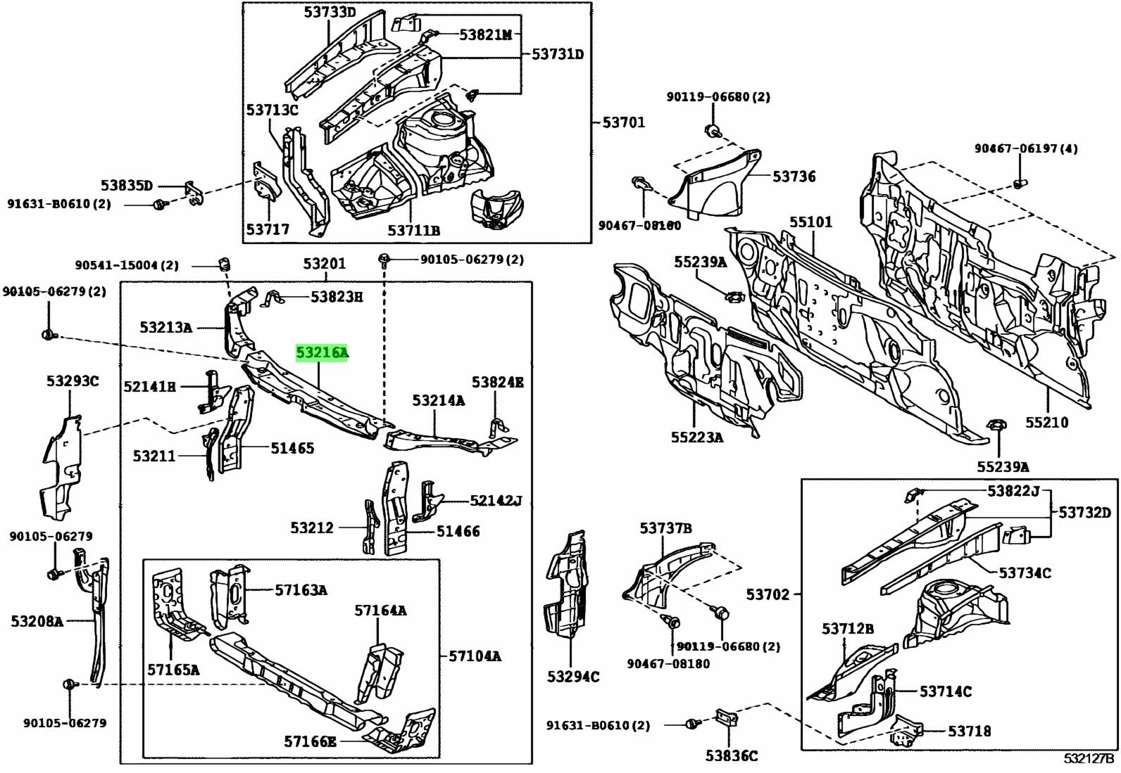 Купить Toyota 5321633130 (53216-33130) Рамка Кузова Toyota Camry 06 ...