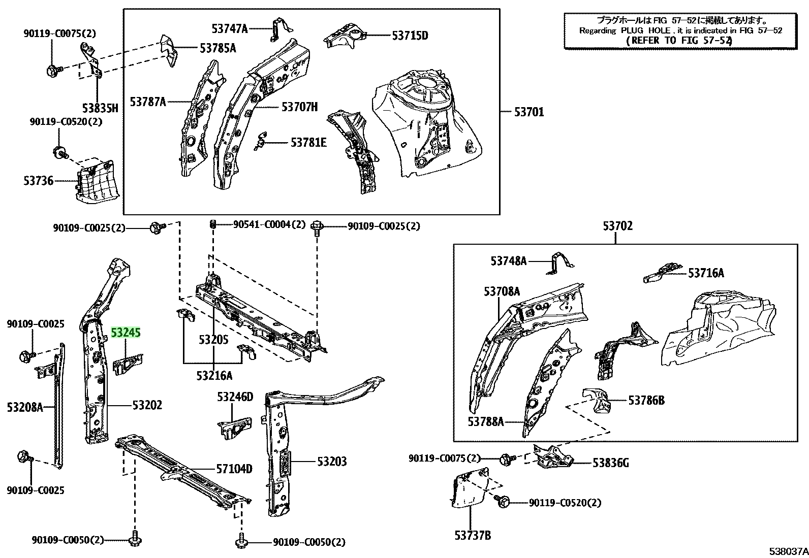 Buy Genuine Toyota 5324508050 (53245-08050) Bracket, Headlamp, Rh ...