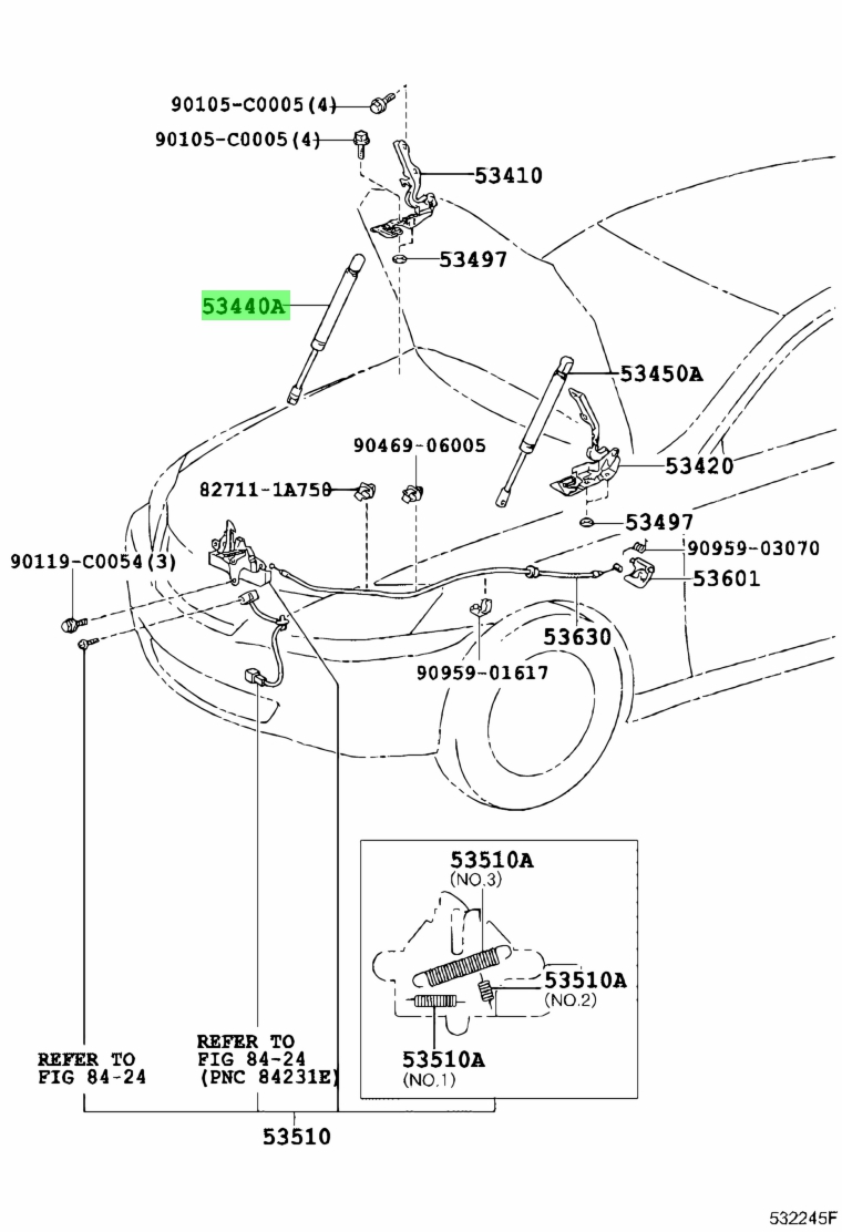 Buy Genuine Toyota 5344006070 (53440-06070) Support Assy, Hood, Rh for ...