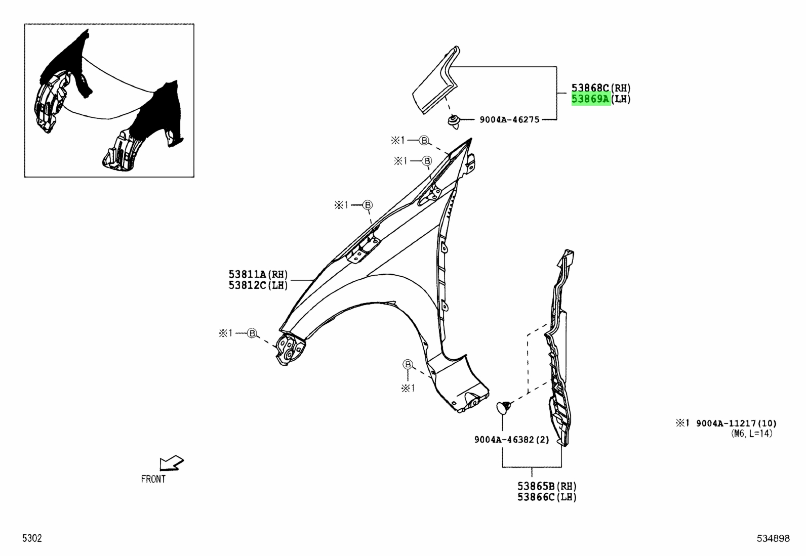 Buy Genuine Toyota 53446BZ070 (53446-BZ070) Seal, Front Fender To Cowl ...