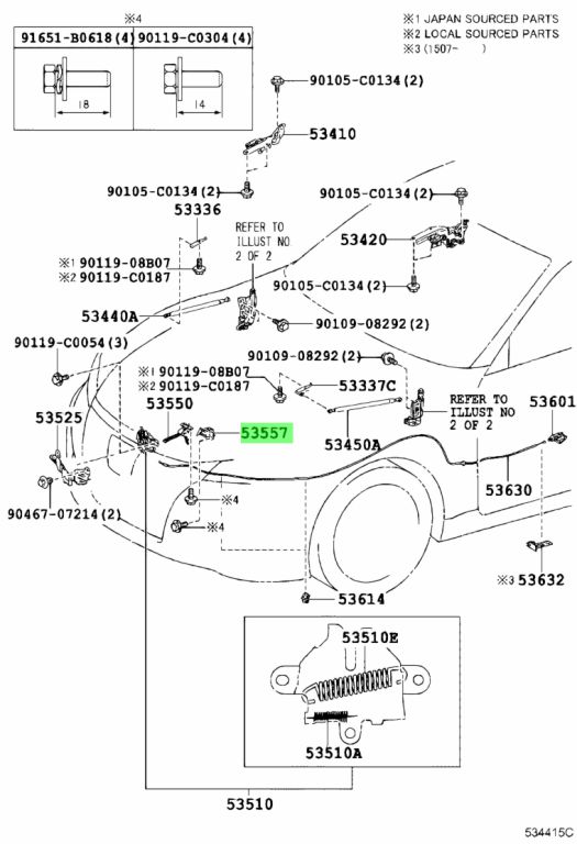 Buy Genuine Toyota 535570N010 (53557-0N010) Catch, Hood Auxiliary Hook ...