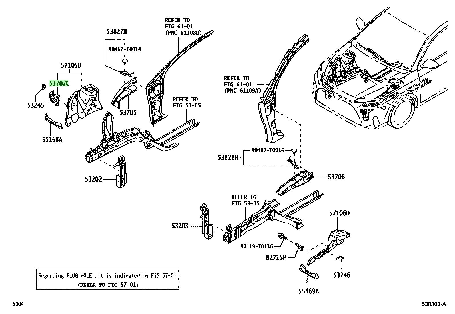 Buy Genuine Toyota 53707BZ050 (53707-BZ050) Extension Sub-Assy, Front ...