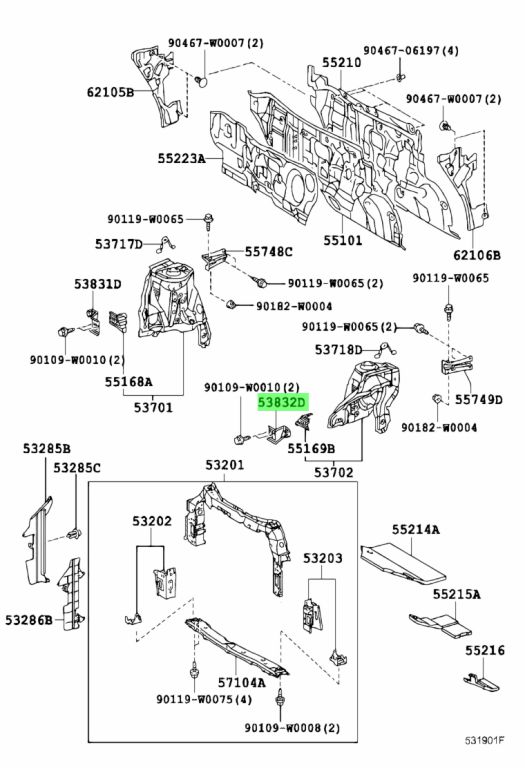 Buy Genuine Toyota 538320H010 (53832-0H010) Panel,front Fender Side, Lh ...
