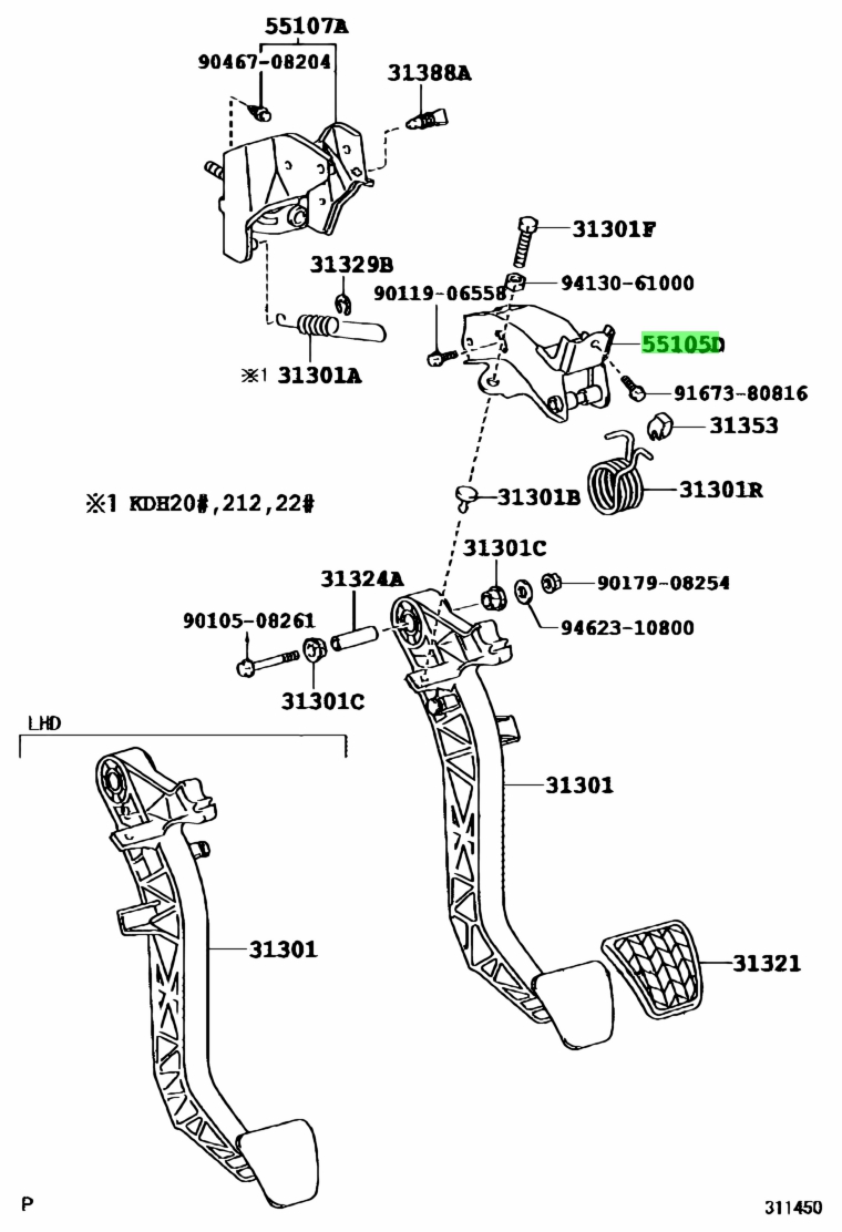 Buy Genuine Toyota 5510526010 (55105-26010) Bracket Sub-Assy, Clutch ...
