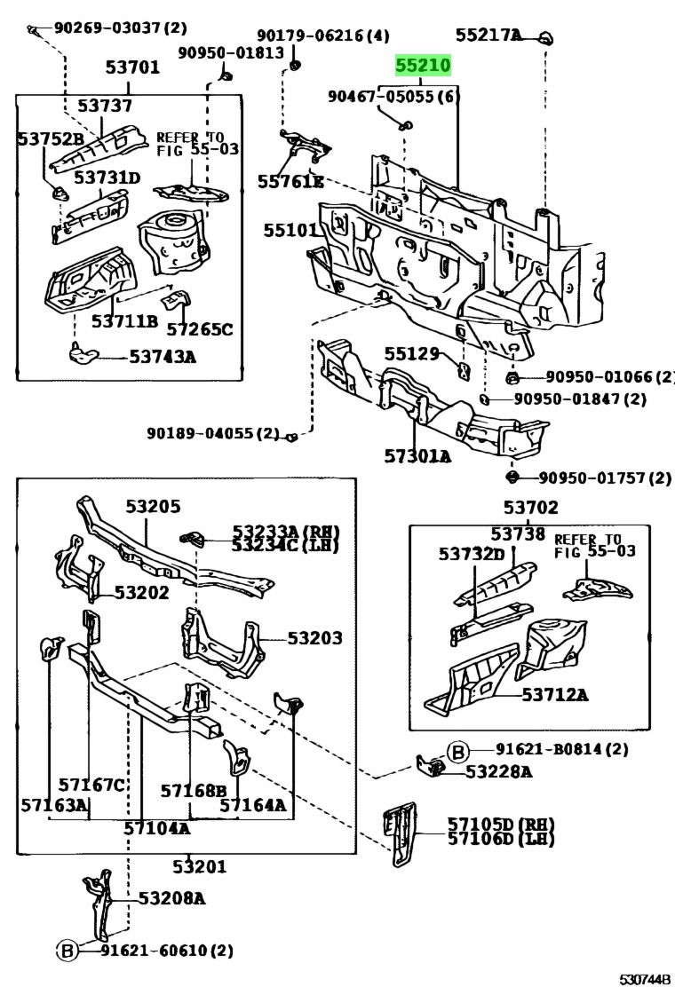 Buy Genuine Toyota 5521013010 (55210-13010) Insulator Assy, Dash Panel ...