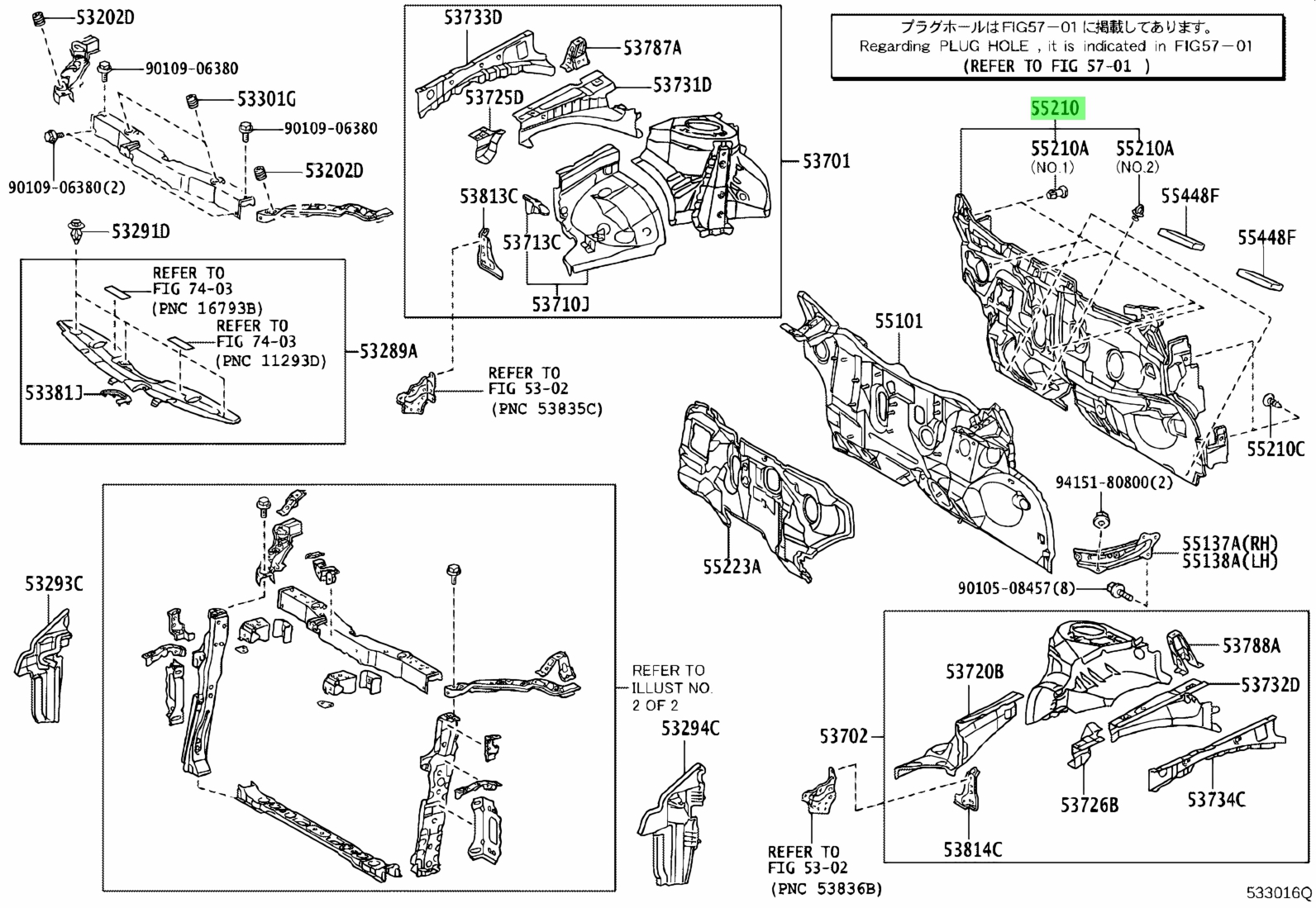 Buy Genuine Toyota 5521047150 (55210-47150) Insulator Assy, Dash Panel ...