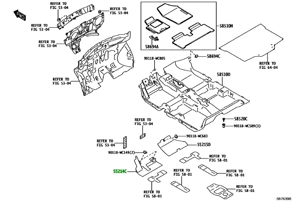 Buy Genuine Toyota 55214WC001 (55214-WC001) Pad, Dash Panel Insulator ...