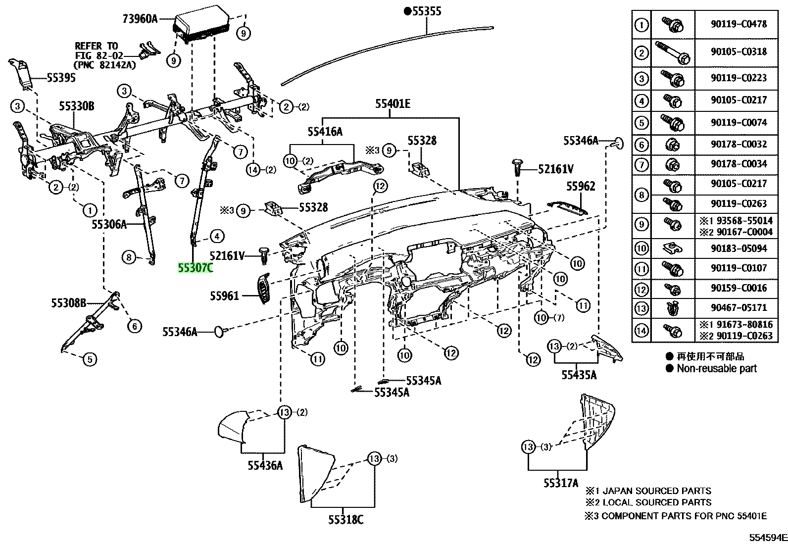 Buy Genuine Toyota 55307F4060 (55307-F4060) Brace Sub-Assy, Instrument ...
