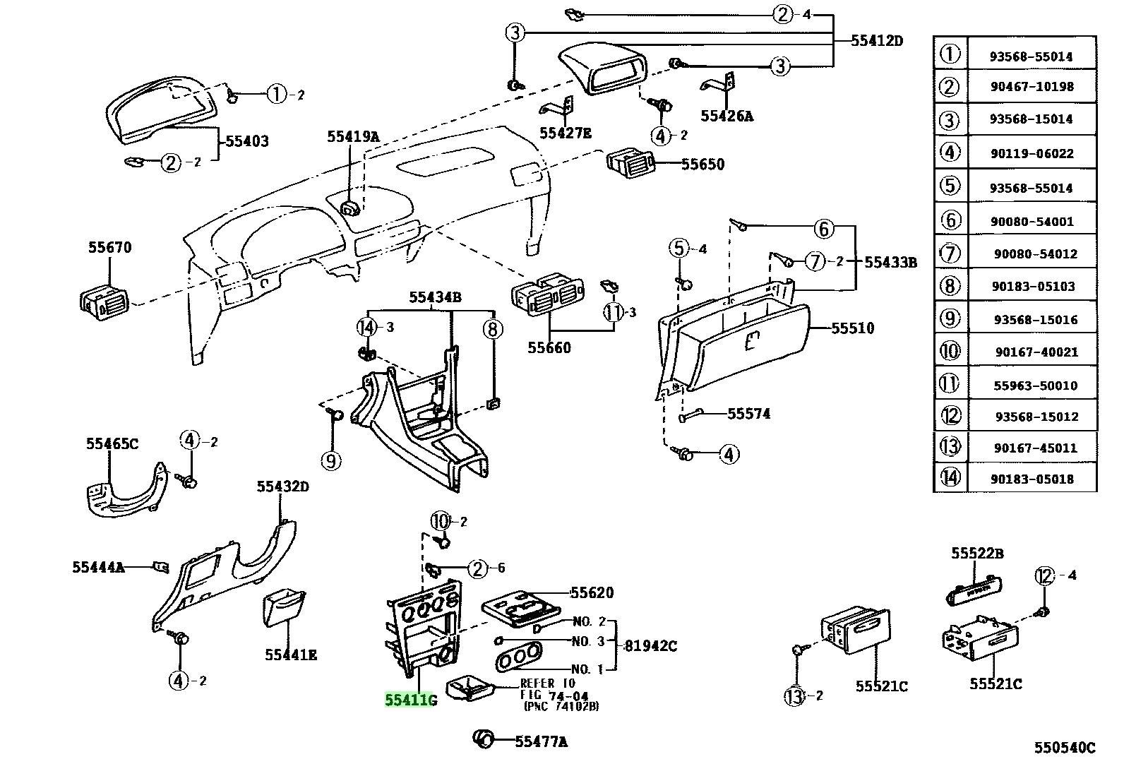Buy Genuine Toyota 5541102904B0 (55411-02904-B0) Panel, Instrument ...