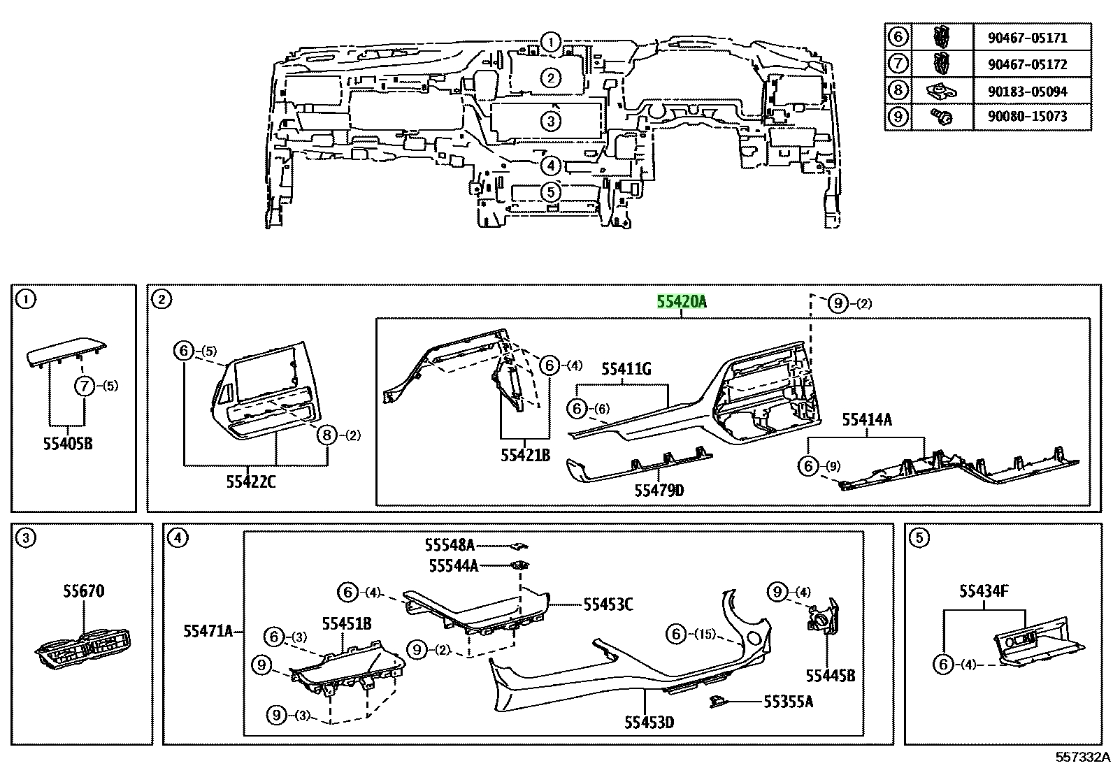Buy Genuine Toyota 554200E320 (55420-0E320) Panel Assy, Instrument ...