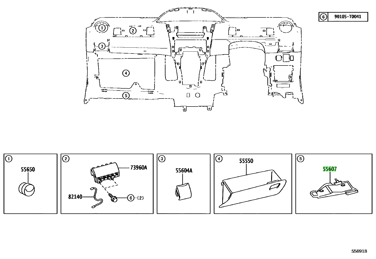 Купить Toyota 556070D031 (55607-0D031) Cover Sub-Assy, Instrument Panel ...