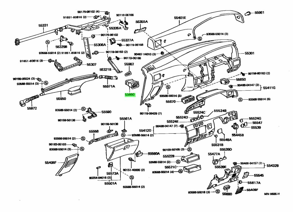 Buy Genuine Toyota 556606002003 (55660-60020-03) Register Assy ...