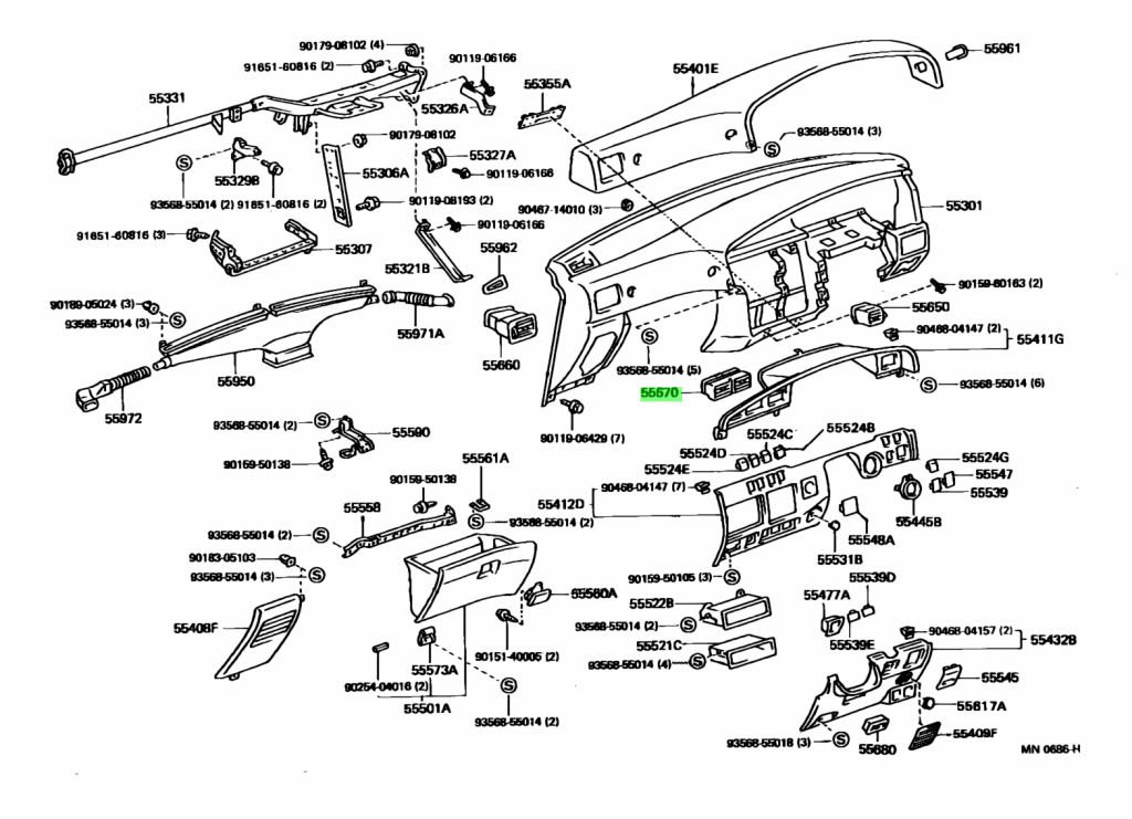 Купить Toyota 5567060040 (55670-60040) Корпус Пластиковый для Toyota ...