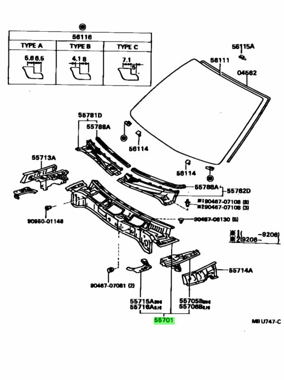 Buy Genuine Toyota 5570032300 (55700-32300) Panel Sub-Assy, Cowl ...