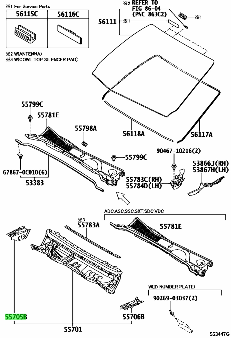 Buy Genuine Toyota 55705KK010 (55705-KK010) Panel Sub-Assy, Cowl Top ...