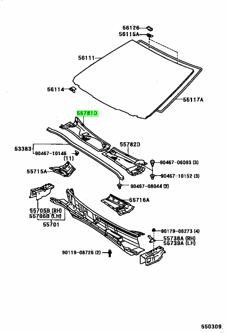 Buy Genuine Toyota 5578150060 (55781-50060) Louver, Cowl Top Ventilator ...