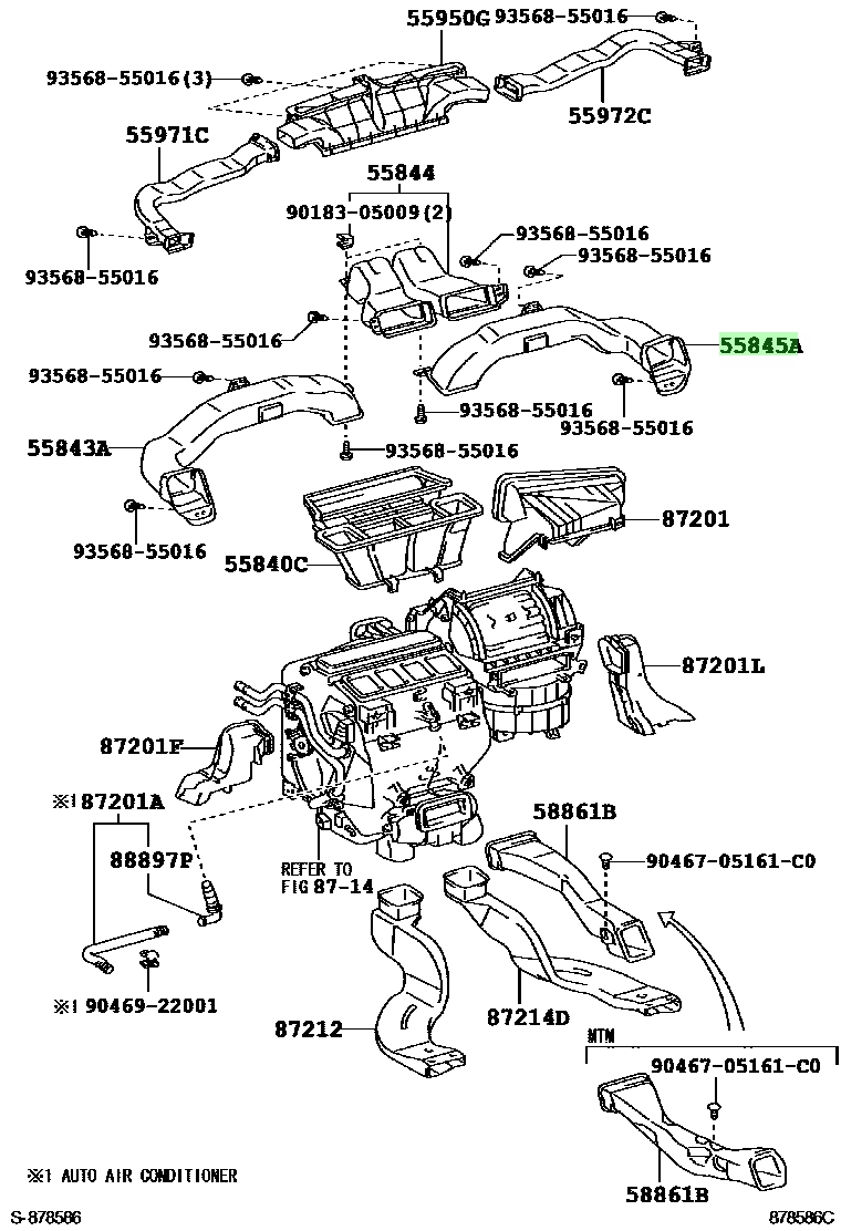 Buy Genuine Toyota 5584506051 (55845-06051) Duct, Heater To Register ...